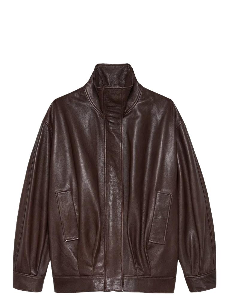 ARMA Arma Long-Sleeve Leather Jacket with Stand Collar